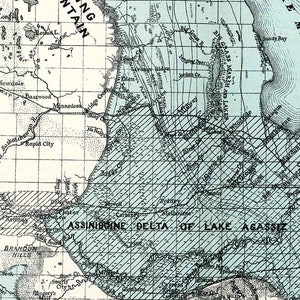 1890 Map of Glacial Lake Agassiz Manitoba Canada Showing Beaches Deltas ...