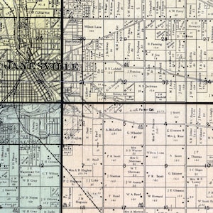 1900 Farm Line Map of Rock County Wisconsin Janesville - Etsy
