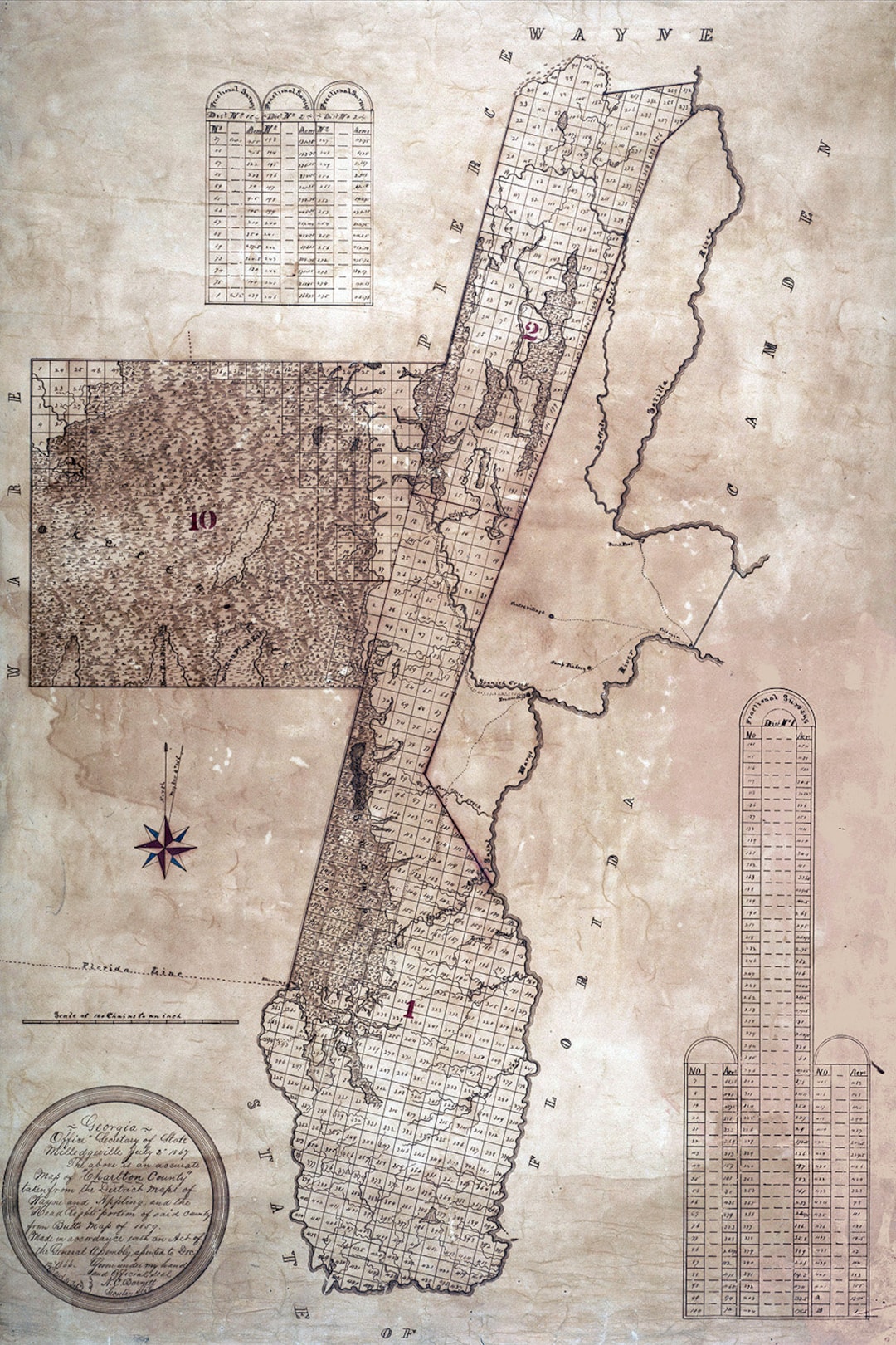 1867 Map of Charlton County Georgia - Etsy