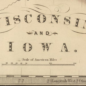 1848 Map of Wisconsin and Iowa - Etsy