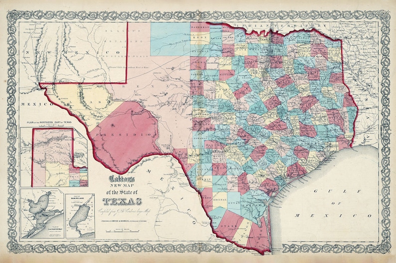 1855 Map of Texas - Etsy