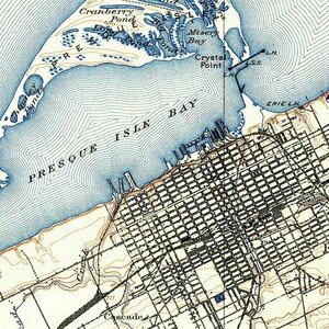 1899 Map of Erie PA and Lake Erie - Etsy