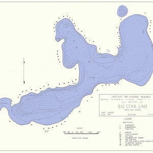 1937 Map of Big Star Lake Lake County Michigan - Etsy