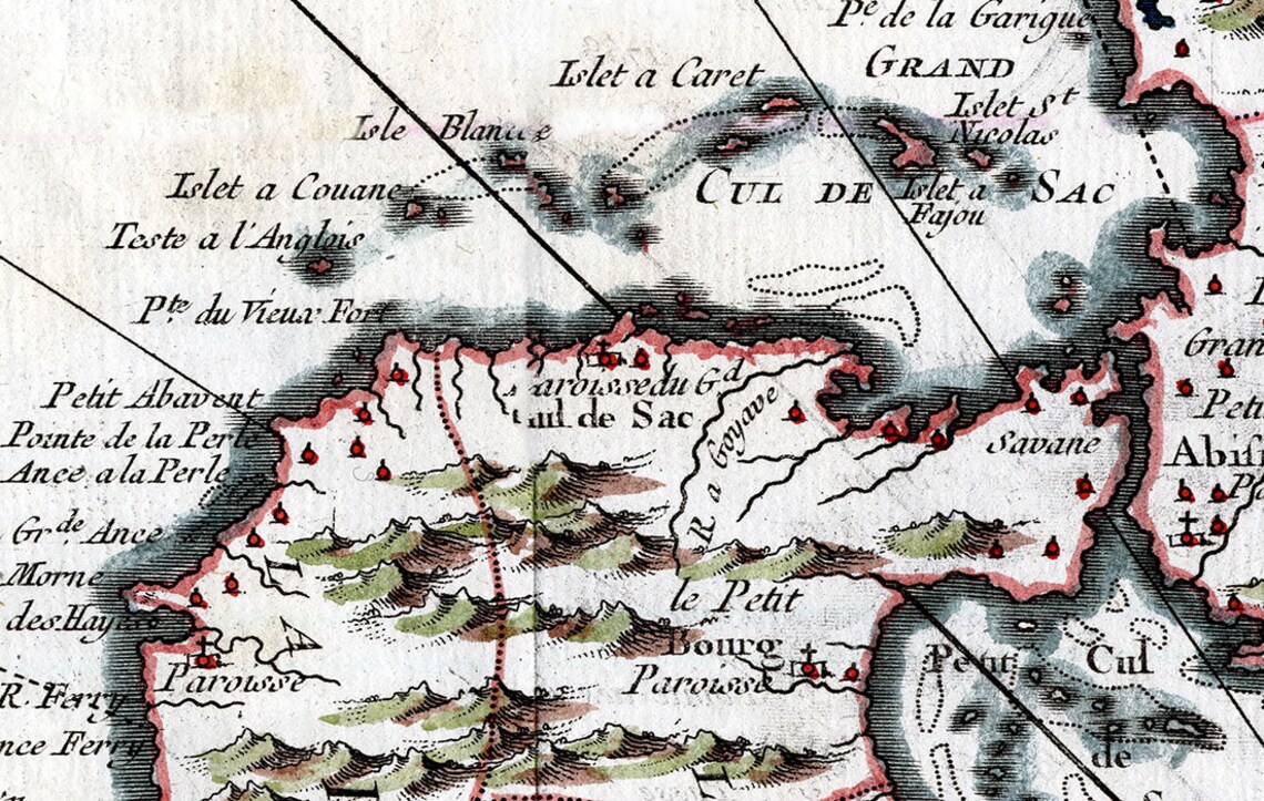 1758 Map of the Gaudeloupe Island | Etsy