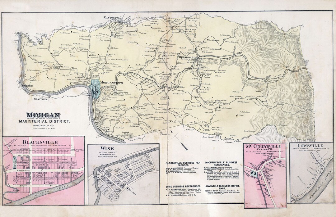 1886 Map of Morgan Township Monongalia County West Virginia Morgantown ...