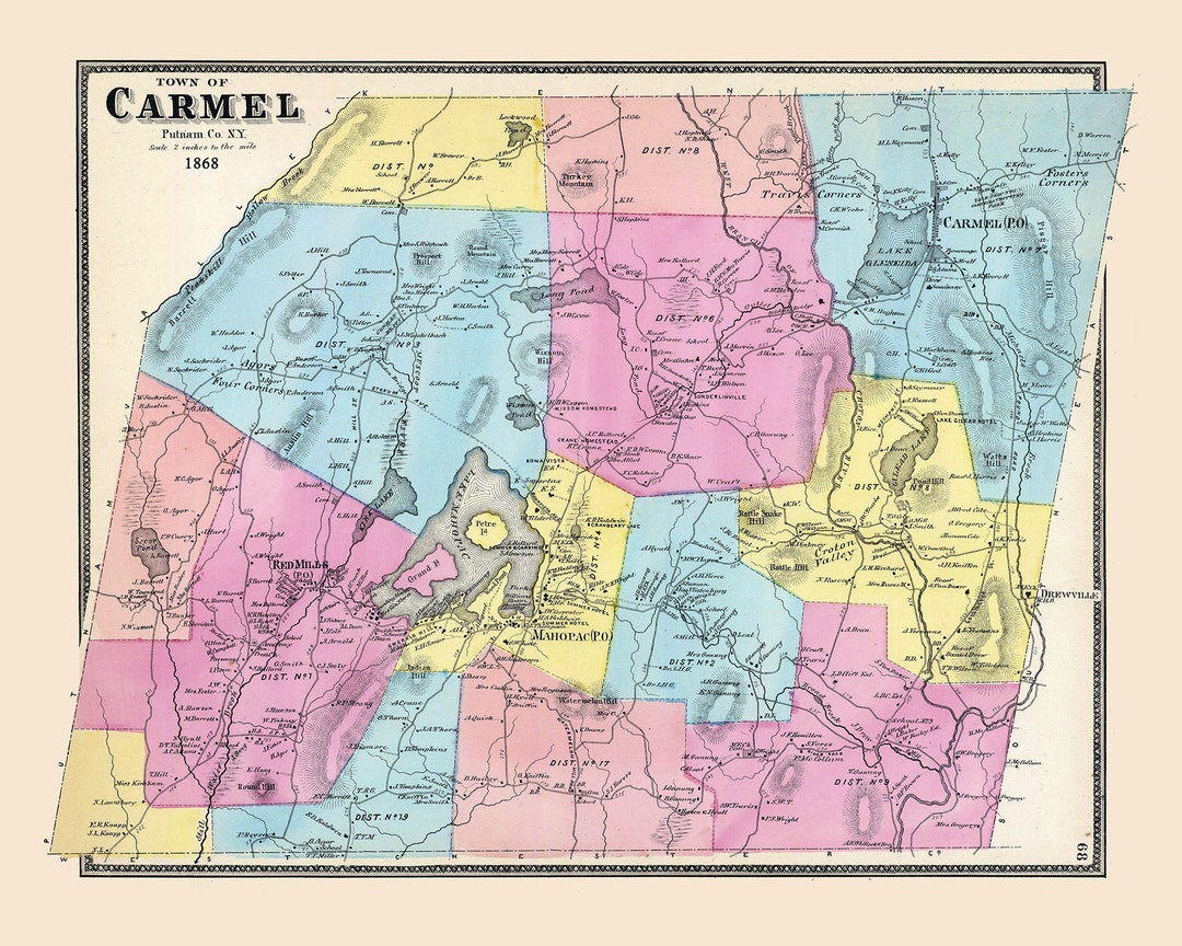 1868 Map of Carmel Putnam County New York - Etsy