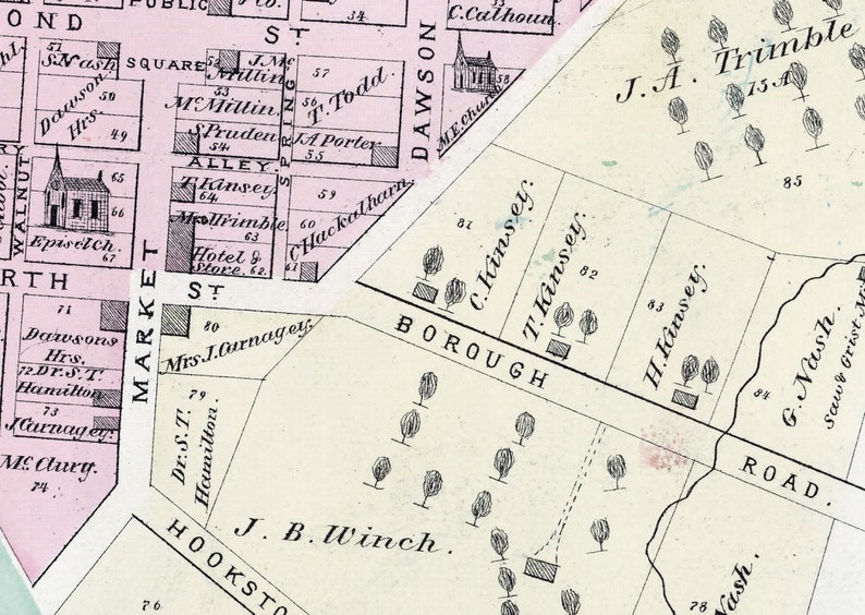 1876 Town Map of Georgetown Beaver County Pennsylvania - Etsy