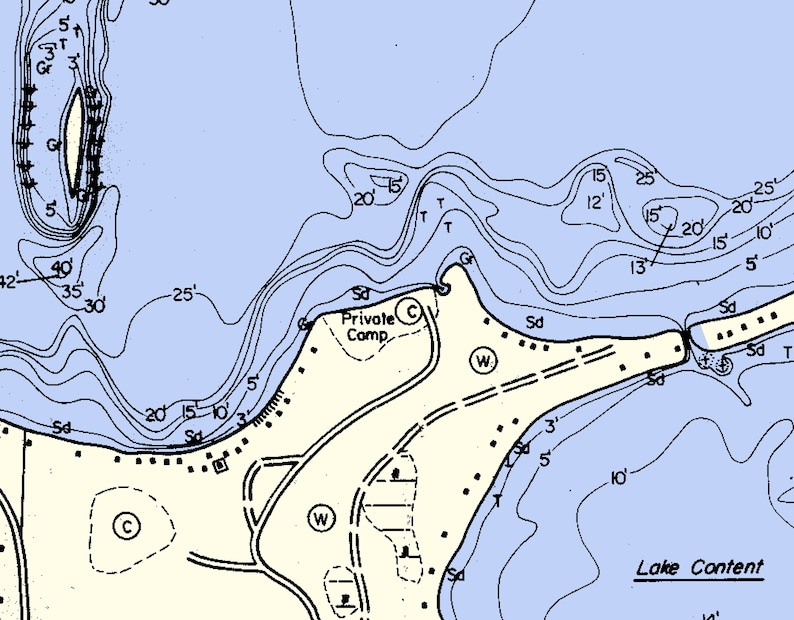 1974 Map of Big Saint Germain Lake Vilas County Wisconsin - Etsy