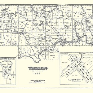 1888 Map of Wheeling Township Belmont County Ohio - Etsy