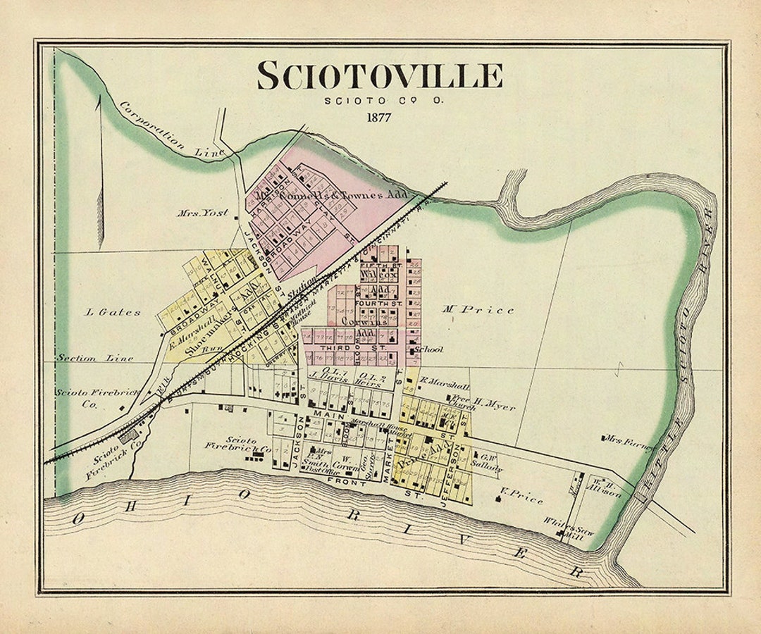 1877 Town Map of Sciotoville Scioto County Ohio - Etsy
