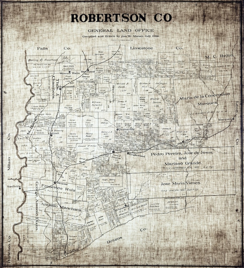 1889 Map of Robertson County Texas - Etsy