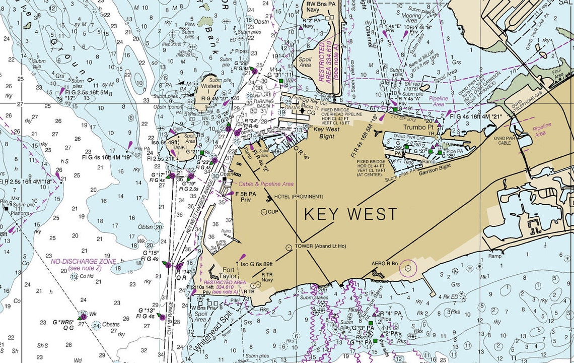 2013 Nautical Map of Key West Harbor Florida - Etsy
