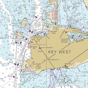 2013 Nautical Map of Key West Harbor Florida - Etsy