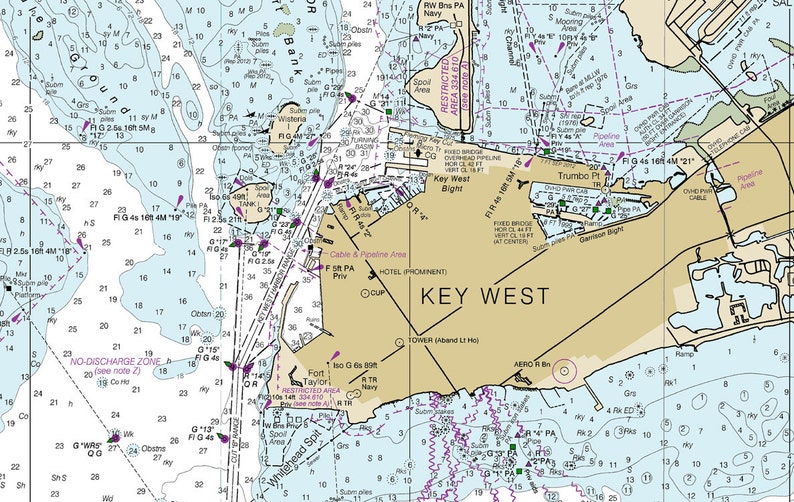 2013 Nautical Map of Key West Harbor Florida - Etsy