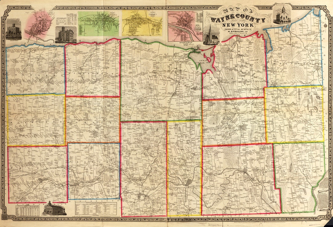 1853 Map of Wayne County New York Large Print - Etsy