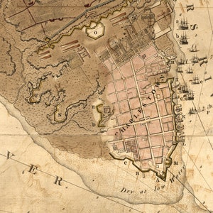 1800 Map of Charlestown South Carolina and Harbor - Etsy