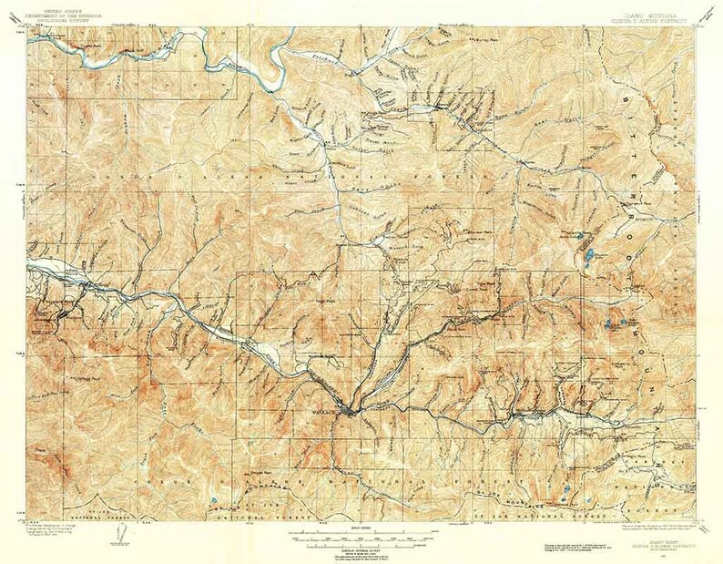 1901 Topo Map of Coeur D'alene District Idaho - Etsy