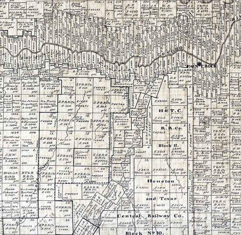 1897 Farm Line Map of Concho County Texas - Etsy
