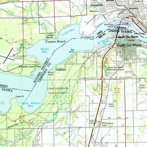 1985 Map of Whitefish Bay Lake Superior Michigan - Etsy