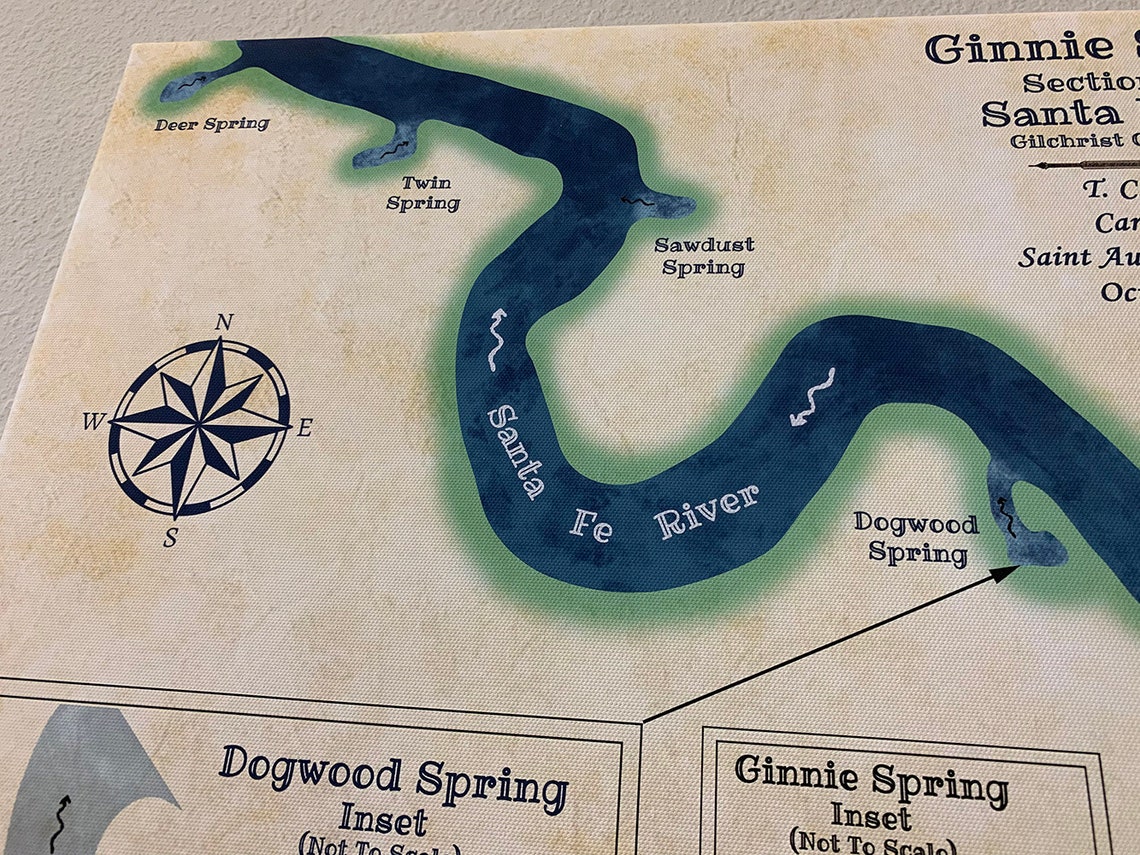 Ginnie Springs Section Map of the Santa Fe River Florida - Etsy