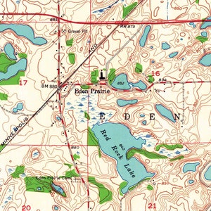 1954 Topo Map of Eden Prairie Minnesota Quadrangle - Etsy