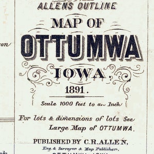 1891 Map of Ottumwa Iowa - Etsy