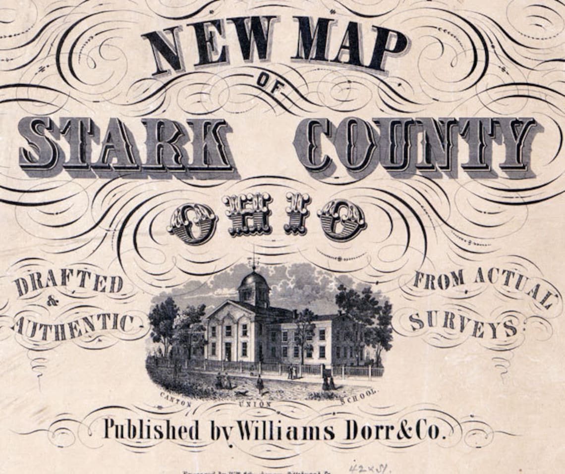 1850 Farm Line Map of Stark County Ohio Canton Massillon - Etsy