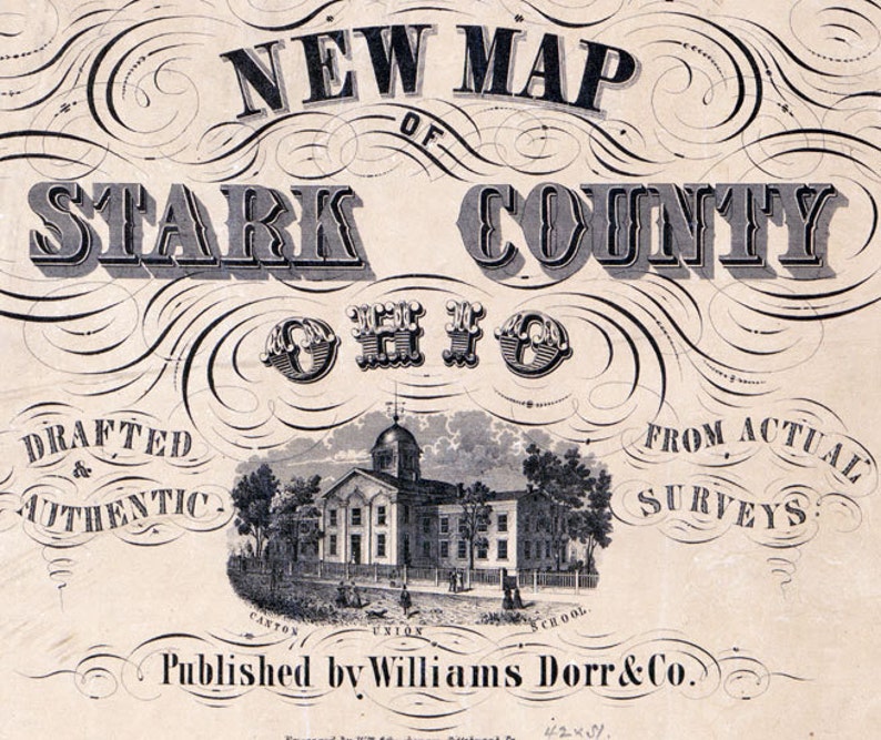 1850 Farm Line Map of Stark County Ohio Canton Massillon - Etsy