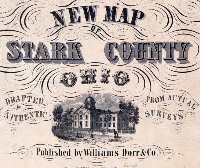 1850 Farm Line Map of Stark County Ohio Canton Massillon | Etsy