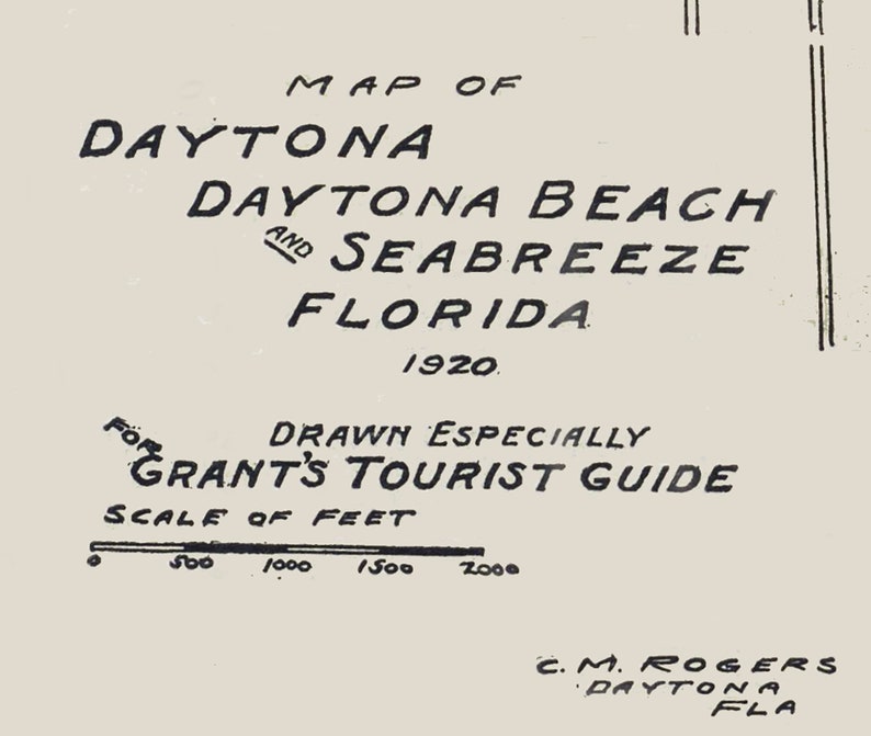 1920 Map of Daytona Beach Florida - Etsy