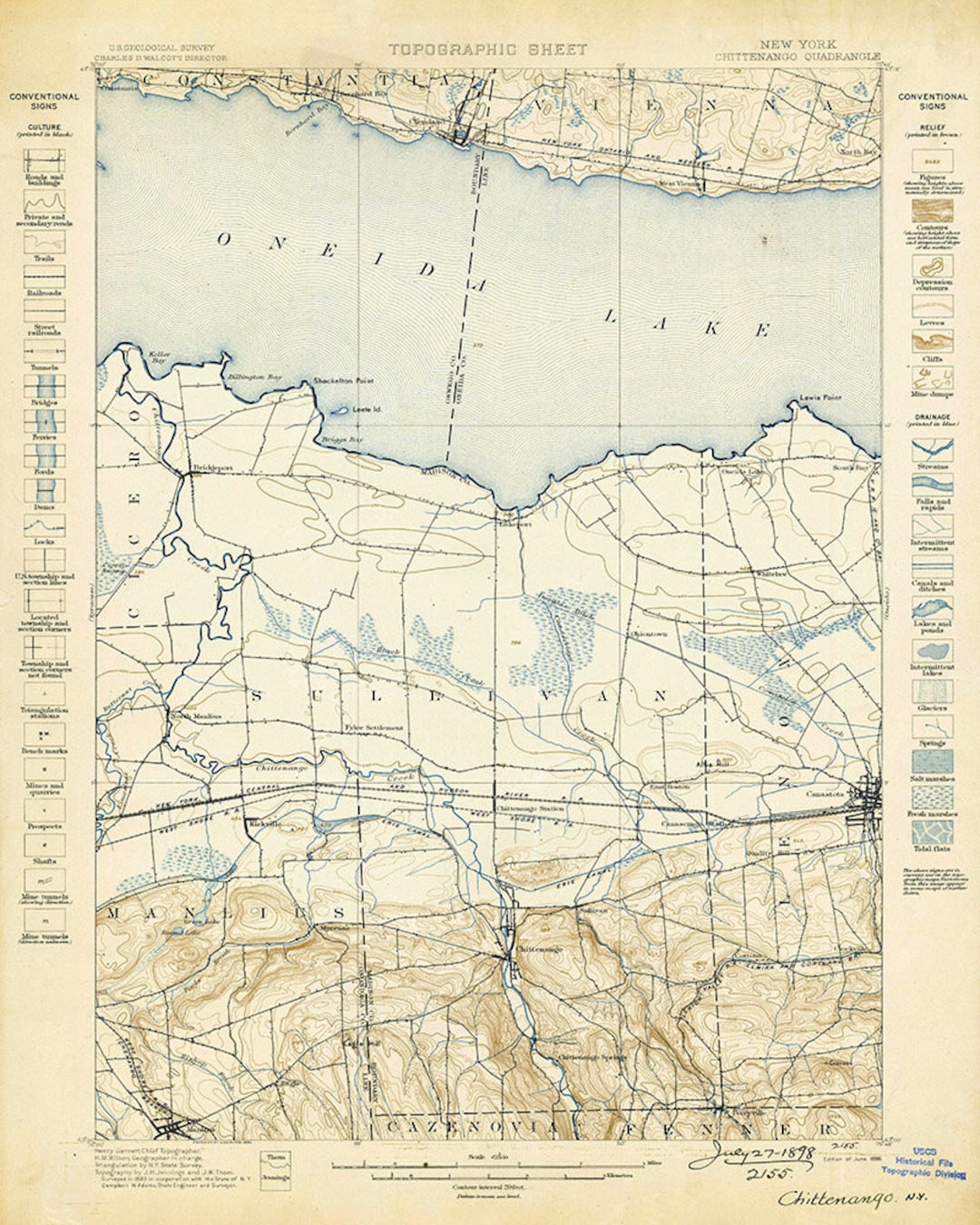 1898 Topo Map of Chittenango New York Quadrangle - Etsy