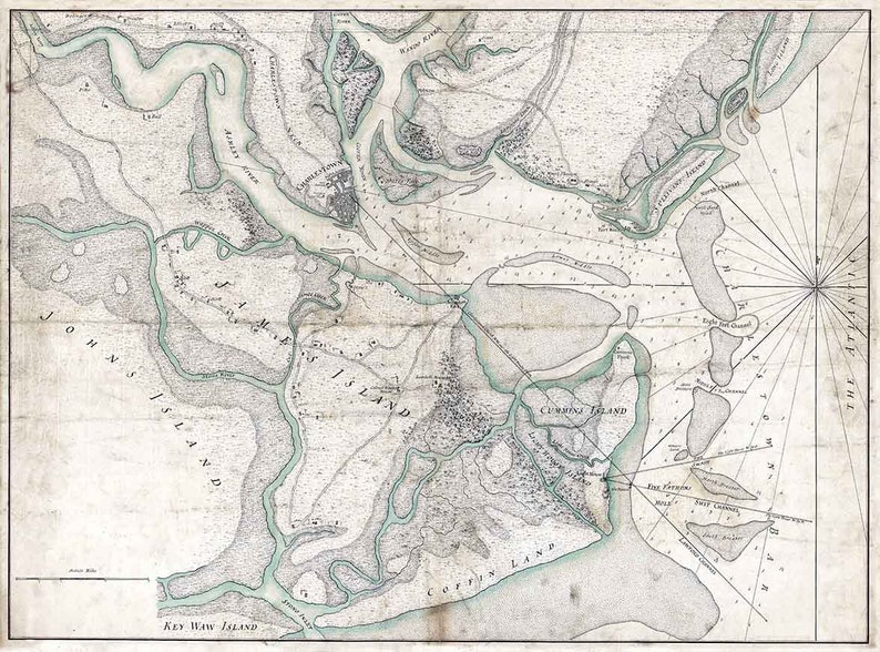 1780 Map of Charleston Harbor South Carolina - Etsy