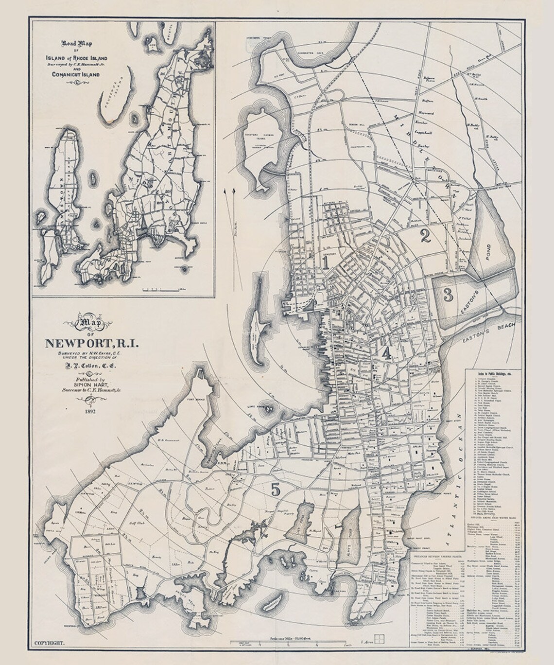 1892 Map of Newport Rhode Island - Etsy