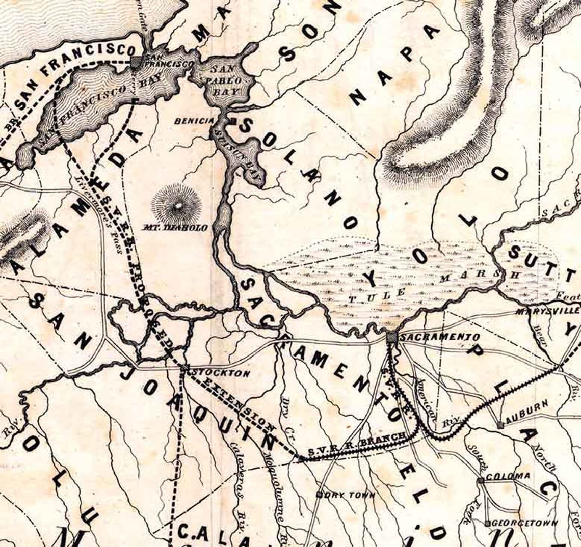 1854 Map of Sacramento Valley Railroad California | Etsy