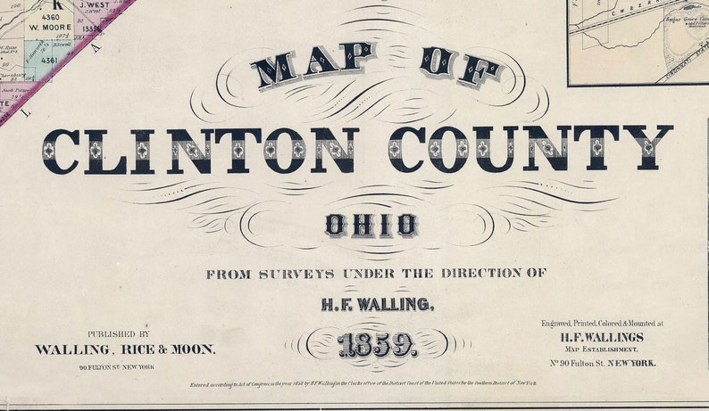 1859 Farm Line Map of Clinton County Ohio - Etsy