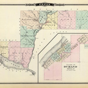 1878 Map of Pepin County Wisconsin Durand - Etsy