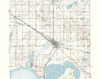 Prints Printable ND Map Devils Lake Wall Art Missouri River North ...