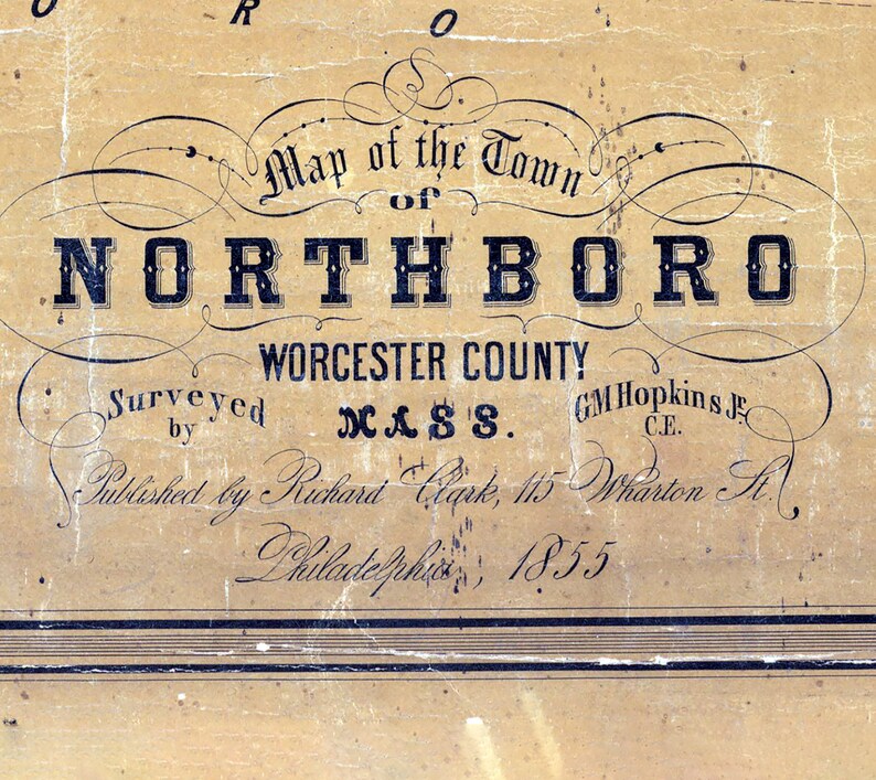 1855 Town Map of Northboro Worcester County Massachusetts - Etsy
