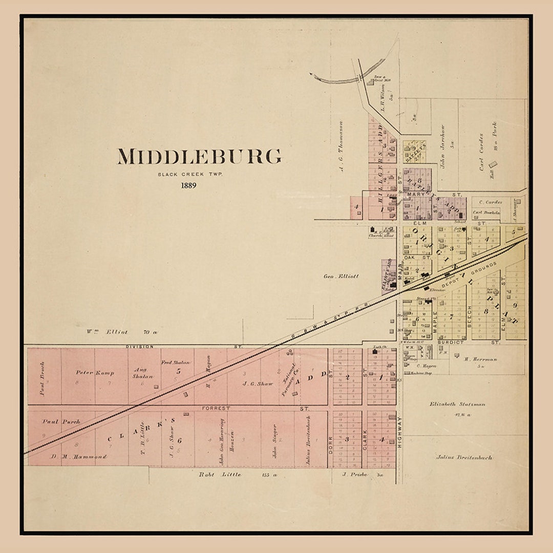 1889 Town Map of Middleburg Outagamie County Wisconsin - Etsy