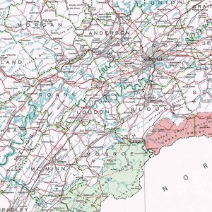 1977 Map of the State of Tennessee - Etsy