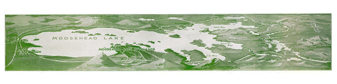 Moosehead Lake Maine Panoramic Map - Etsy