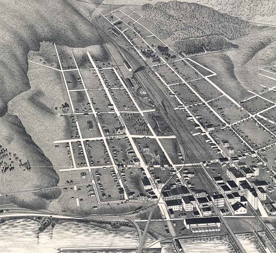 1897 Panoramic Map of Marquette Michigan Lake Superior - Etsy