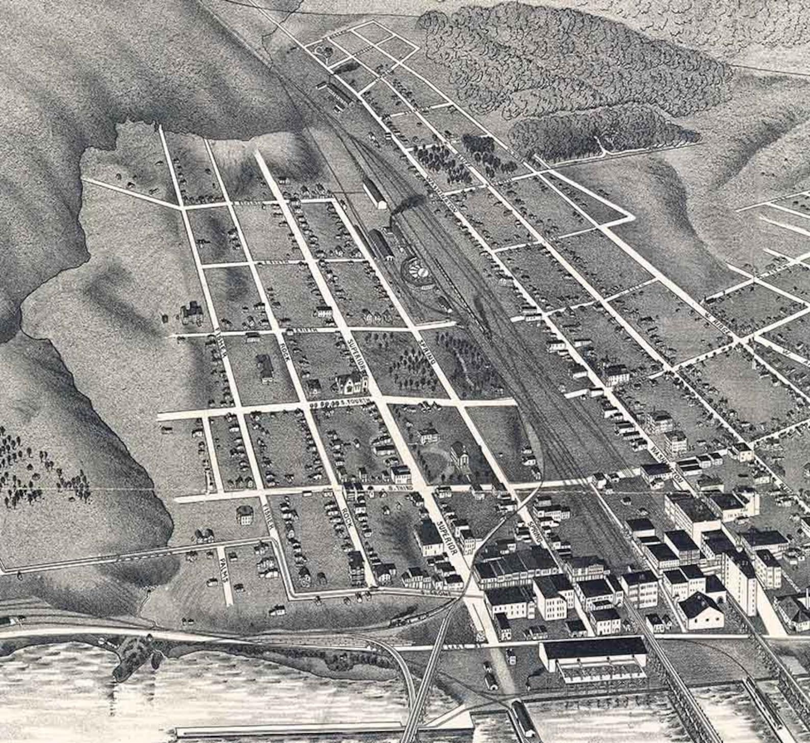 1897 Panoramic Map of Marquette Michigan Lake Superior - Etsy