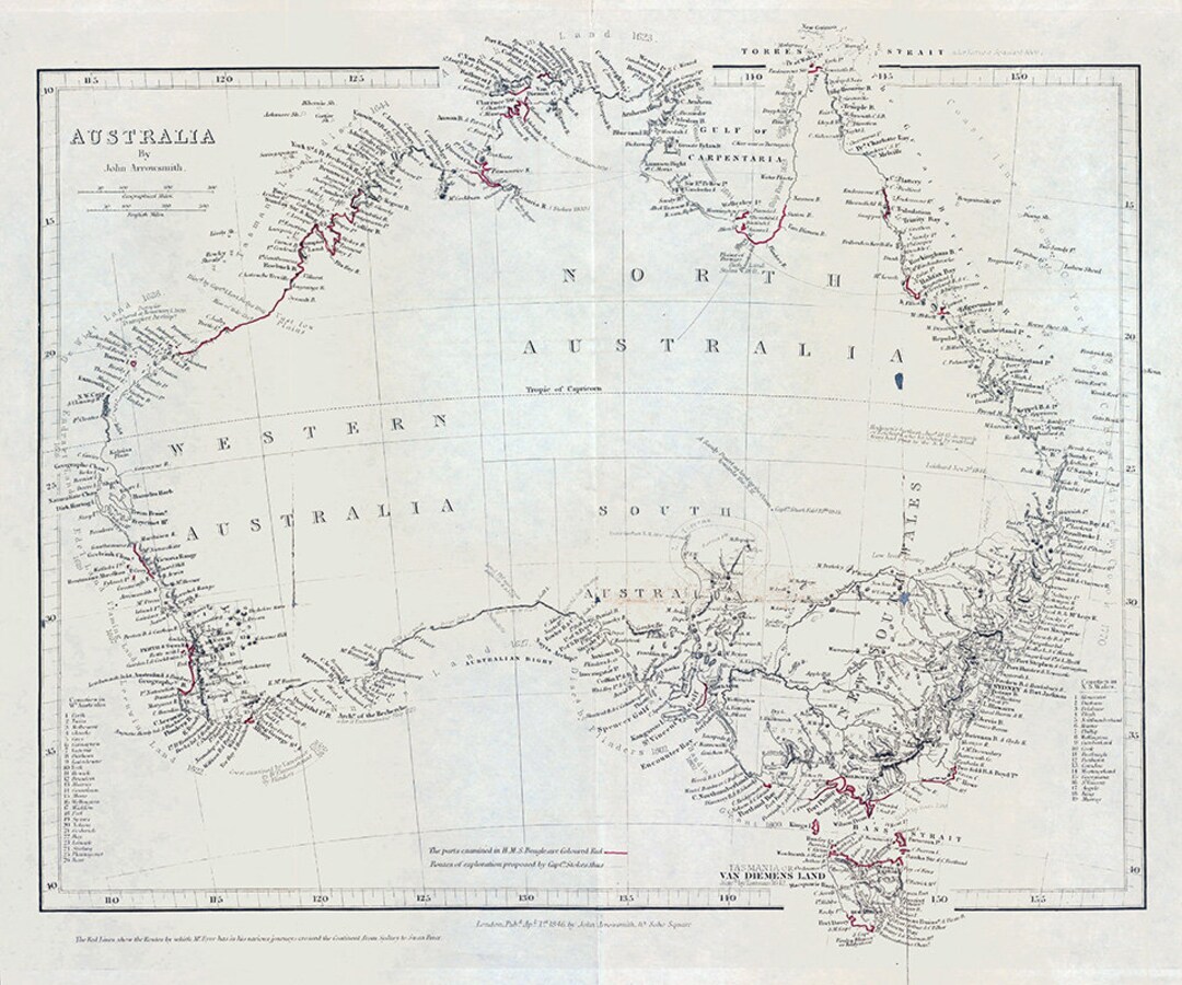 1846 Map of Australia - Etsy