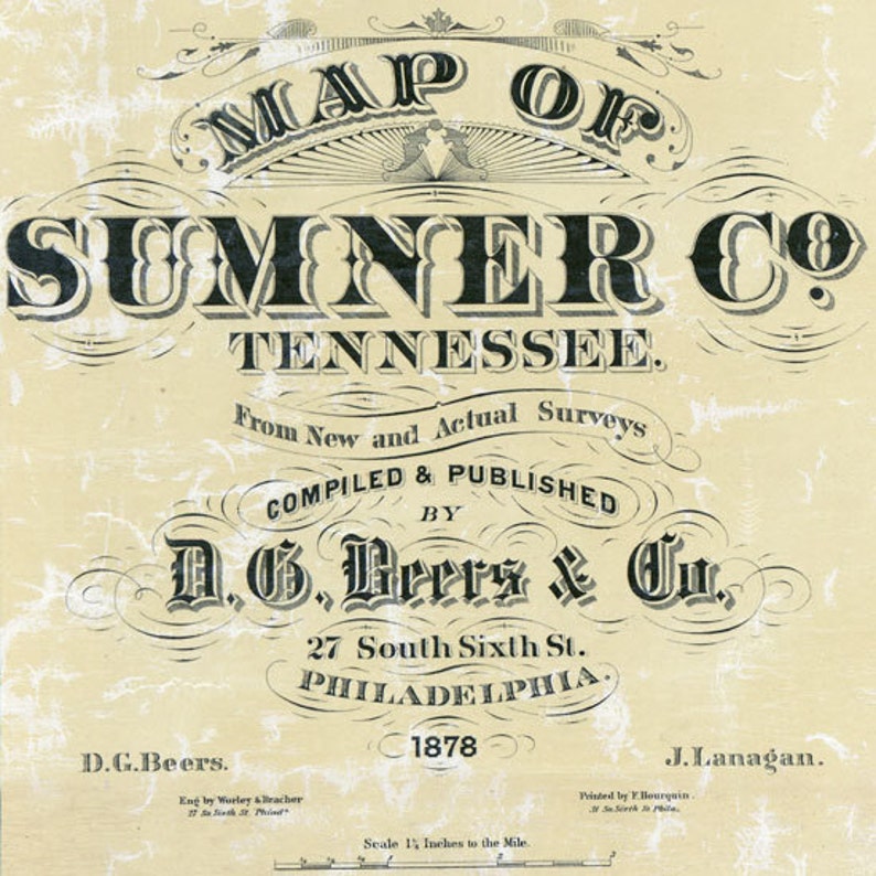 1878 Cadastral Map of Sumner County Tennessee Gallatin | Etsy