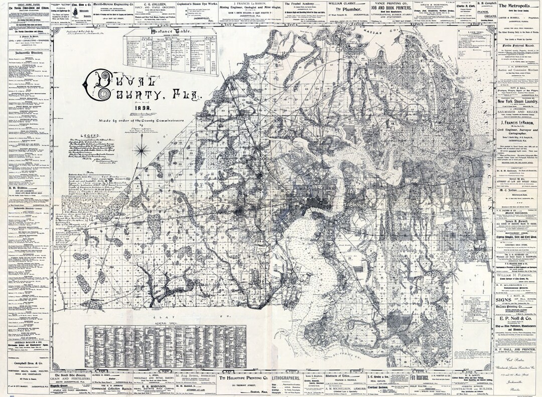 1898 Map of Duval County Florida - Etsy