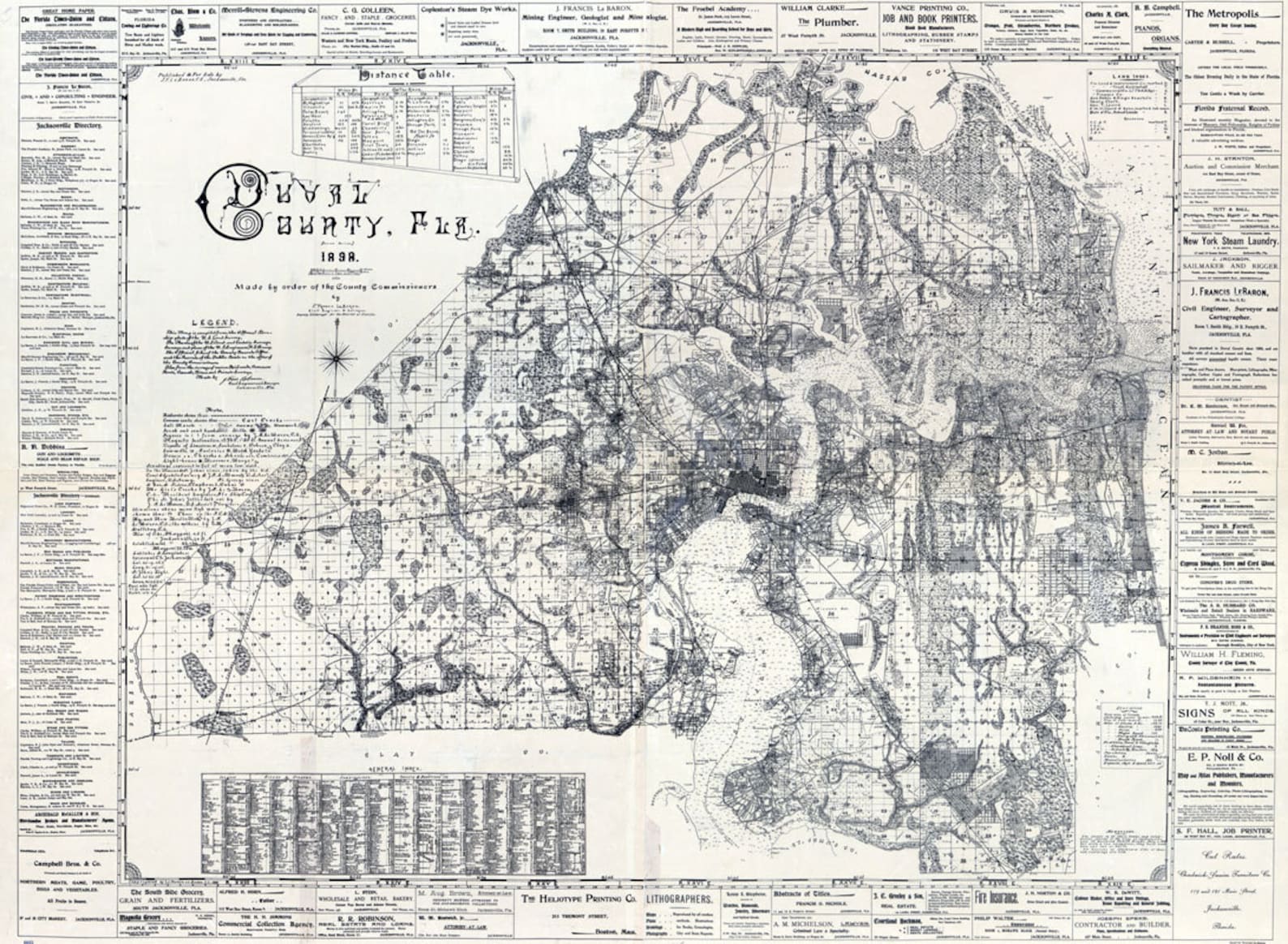 1898 Map of Duval County Florida | Etsy