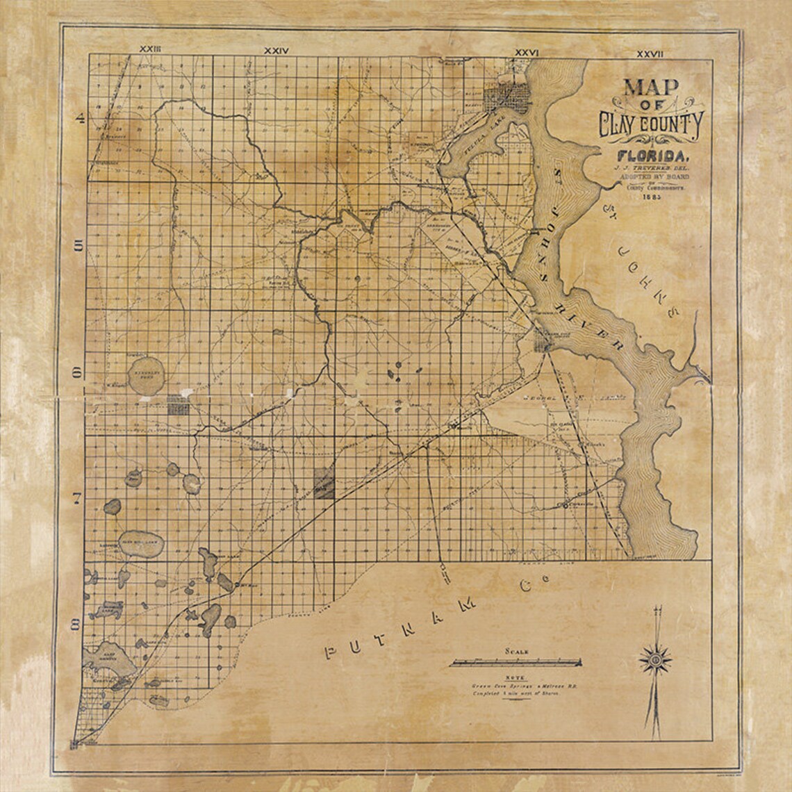 1885 Map of Clay County Florida - Etsy