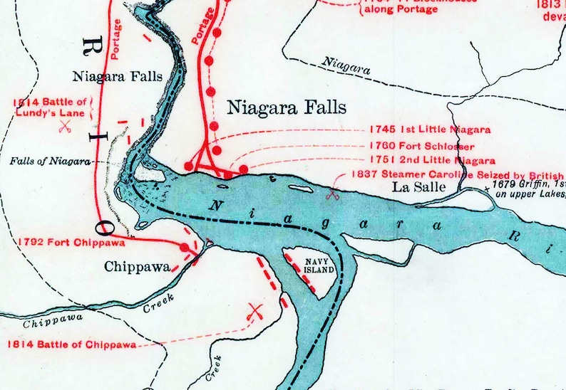 1764 Map of the Niagara Frontier Forts and Battles - Etsy