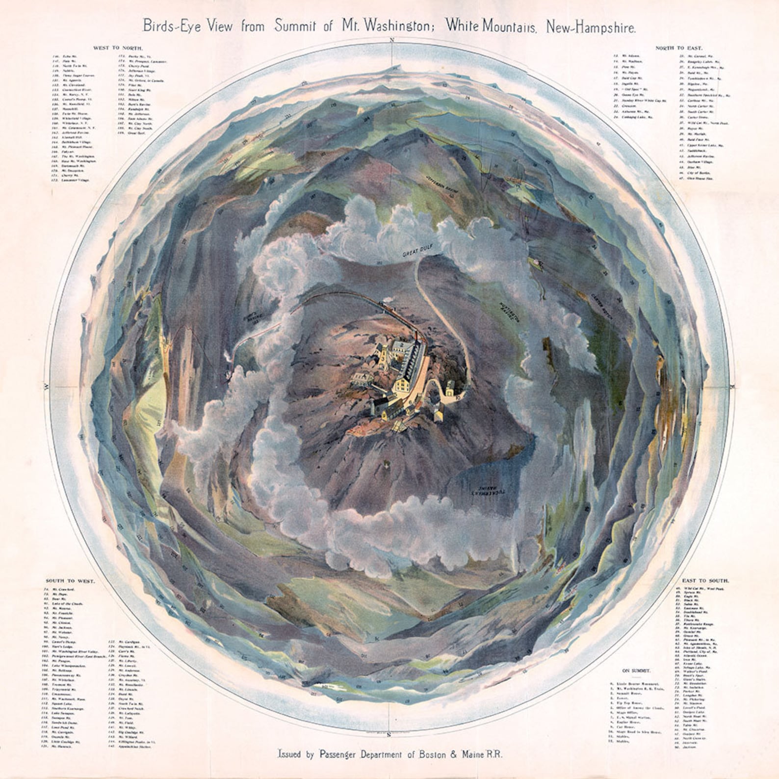 1908 Panoramic View of Mount Washington Summit White Mountains New ...